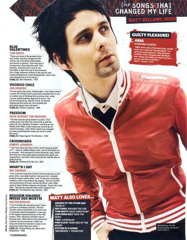 The songs that changed my life (20060722 Kerrang article) – MuseWiki ...